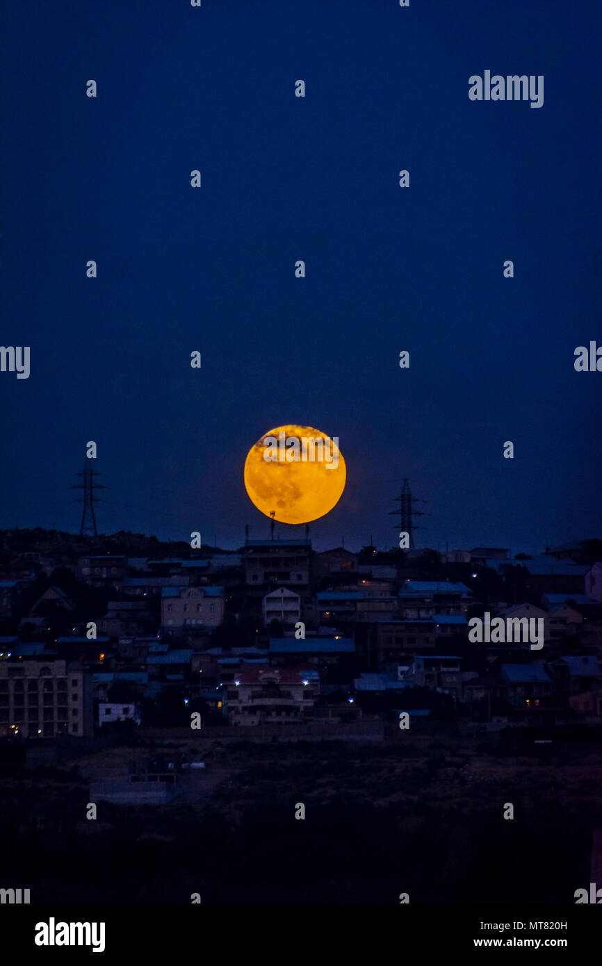 Full moon rising over Yerevan, Armenia Stock Photo - Alamy