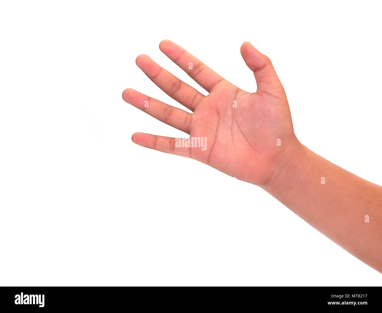 Five hands of a man , as showing for signs or symbols isolated on white ...