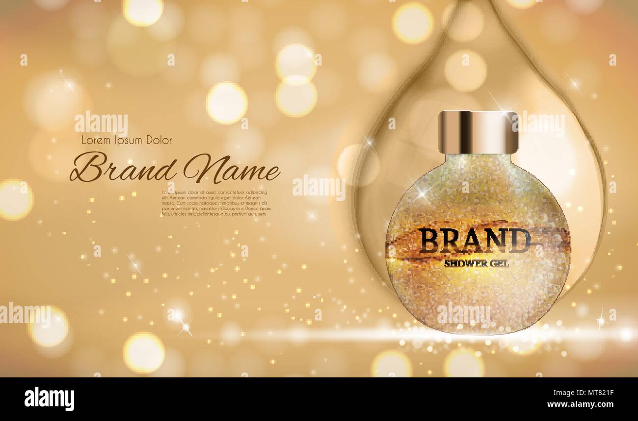 Shower Gel Bottle Template for Ads or Magazine Background. 3D Realistic ...