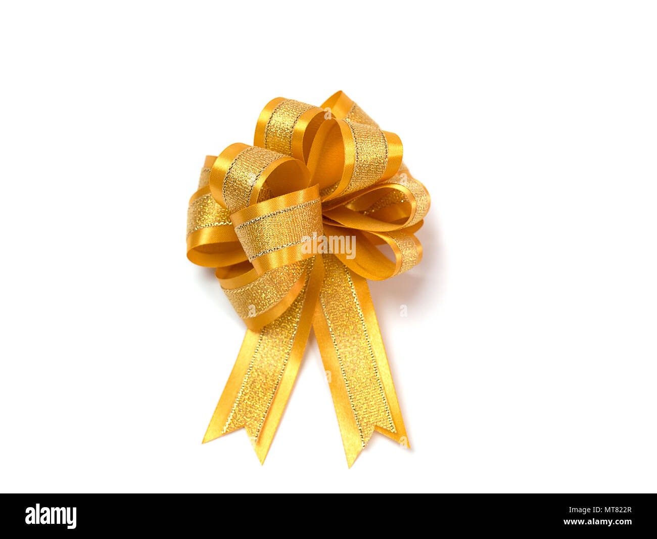 Gold Ribbon , White background Stock Photo - Alamy