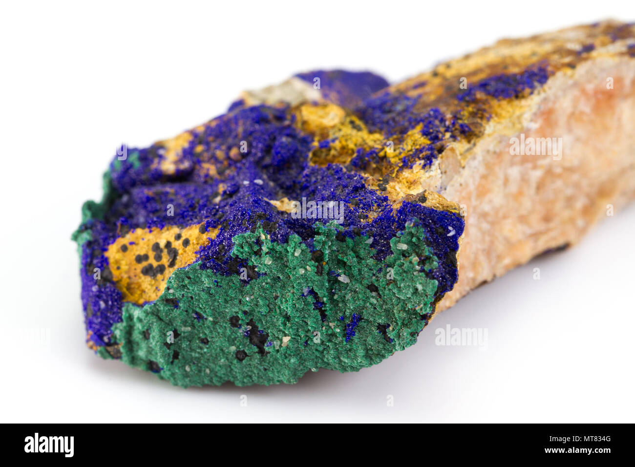 Azurite Malachite, green and blue mineral stone isolated on a white ...