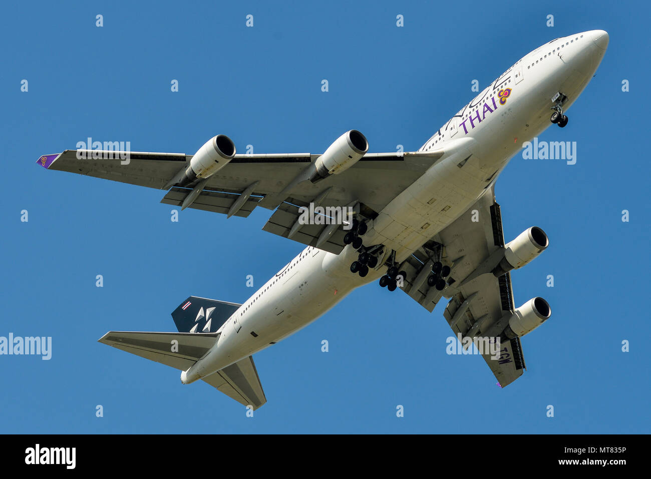 Bangkok, Thailand - Apr 21, 2018. A Boeing 747-400 airplane of Thai ...