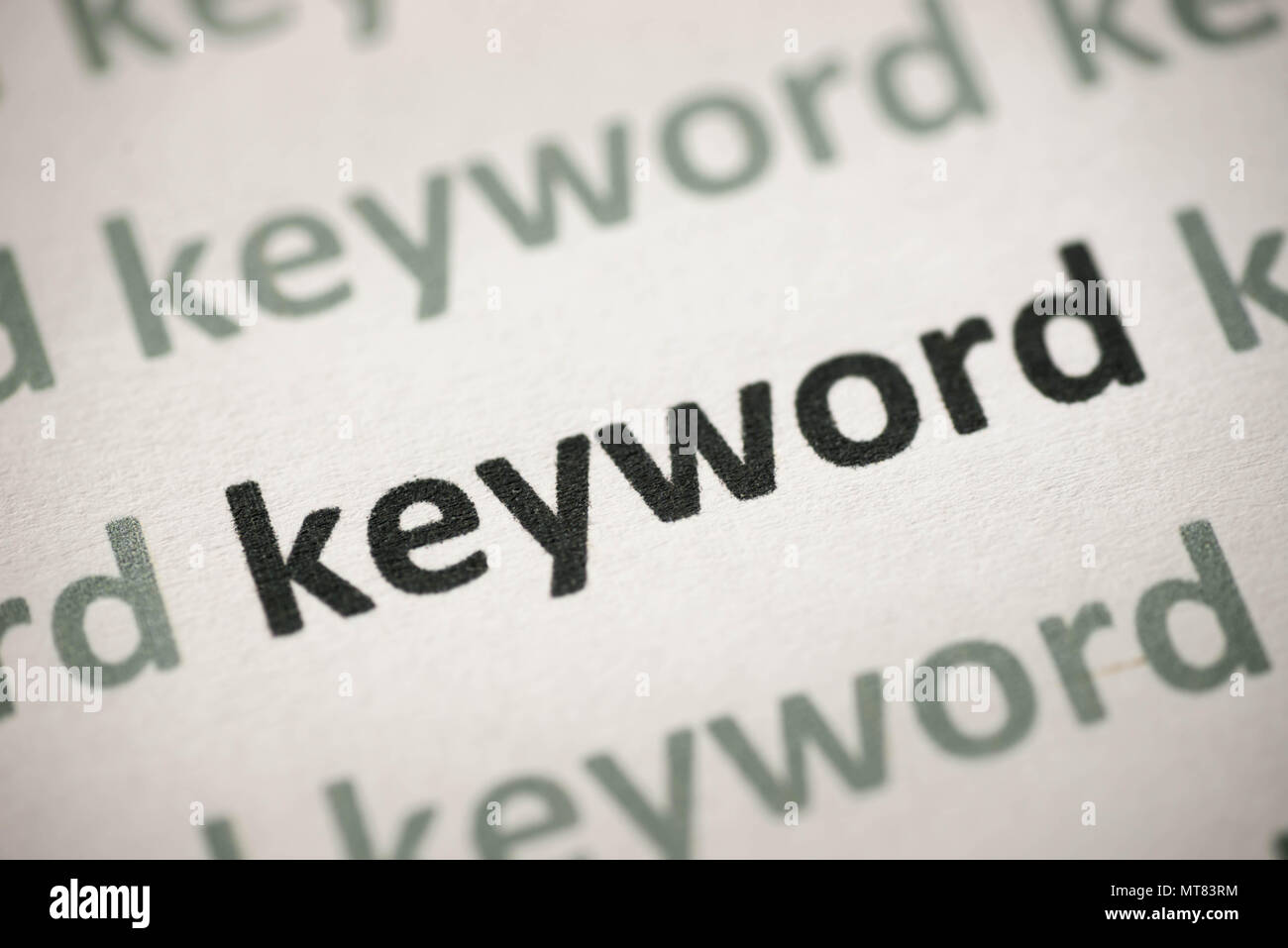 word keyword printed on white paper macro Stock Photo - Alamy