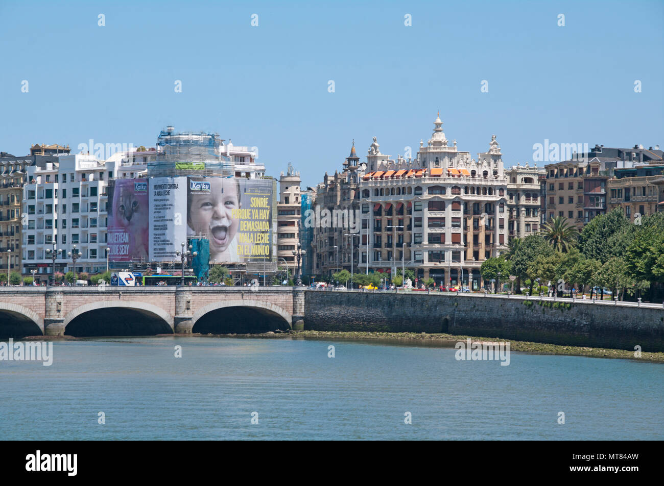 San Sebastian, Maria Cristina Bridge over River Urumea, Guipuzcoa ...
