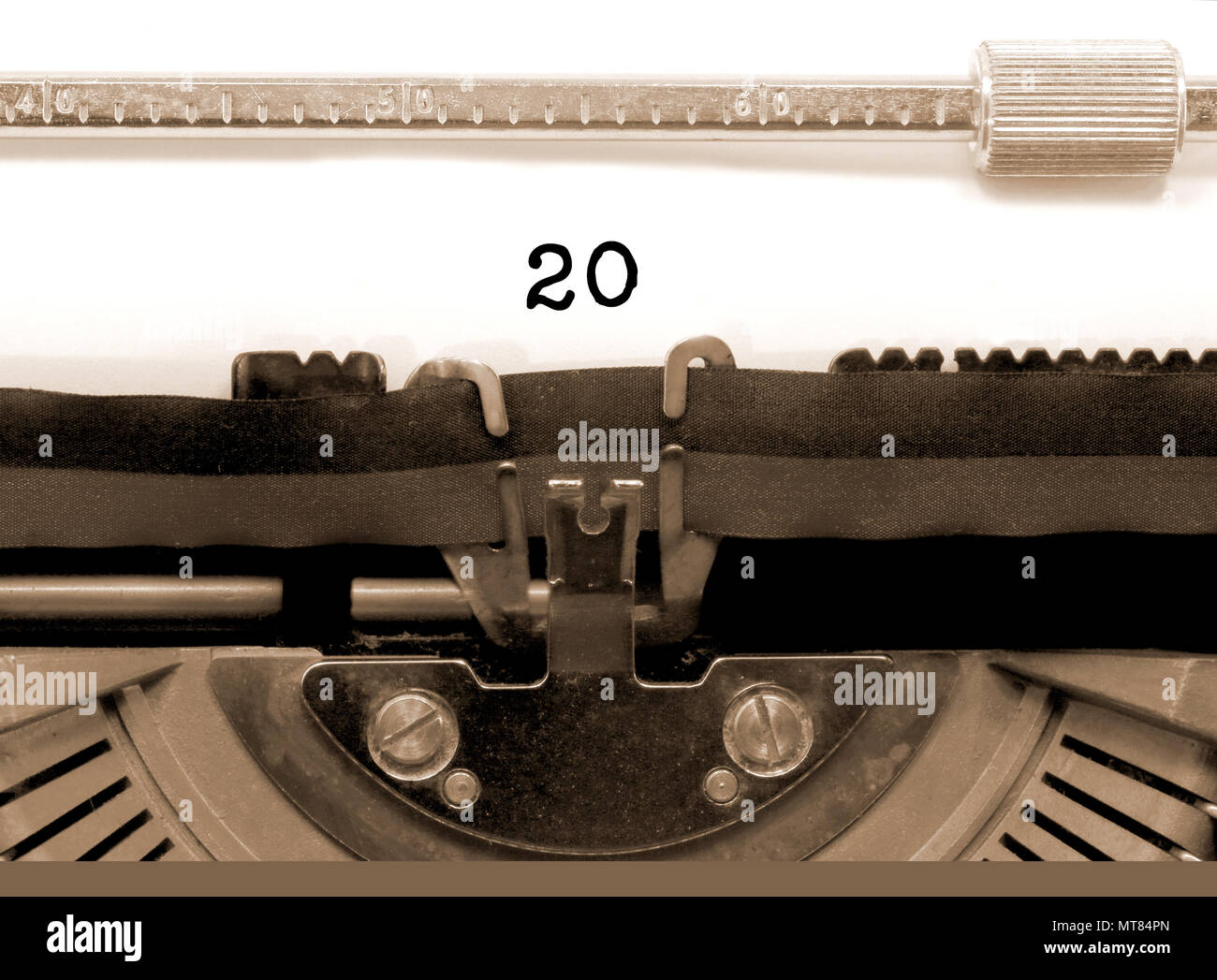 20 Number text written by an old typewriter on white sheet Stock Photo ...