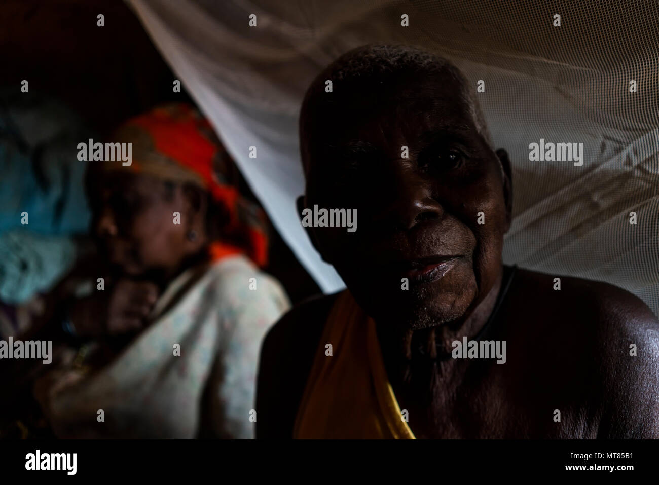 NDALATANDO/ANGOLA - 27 JUL 2017 - Expressive portrait of African old ...
