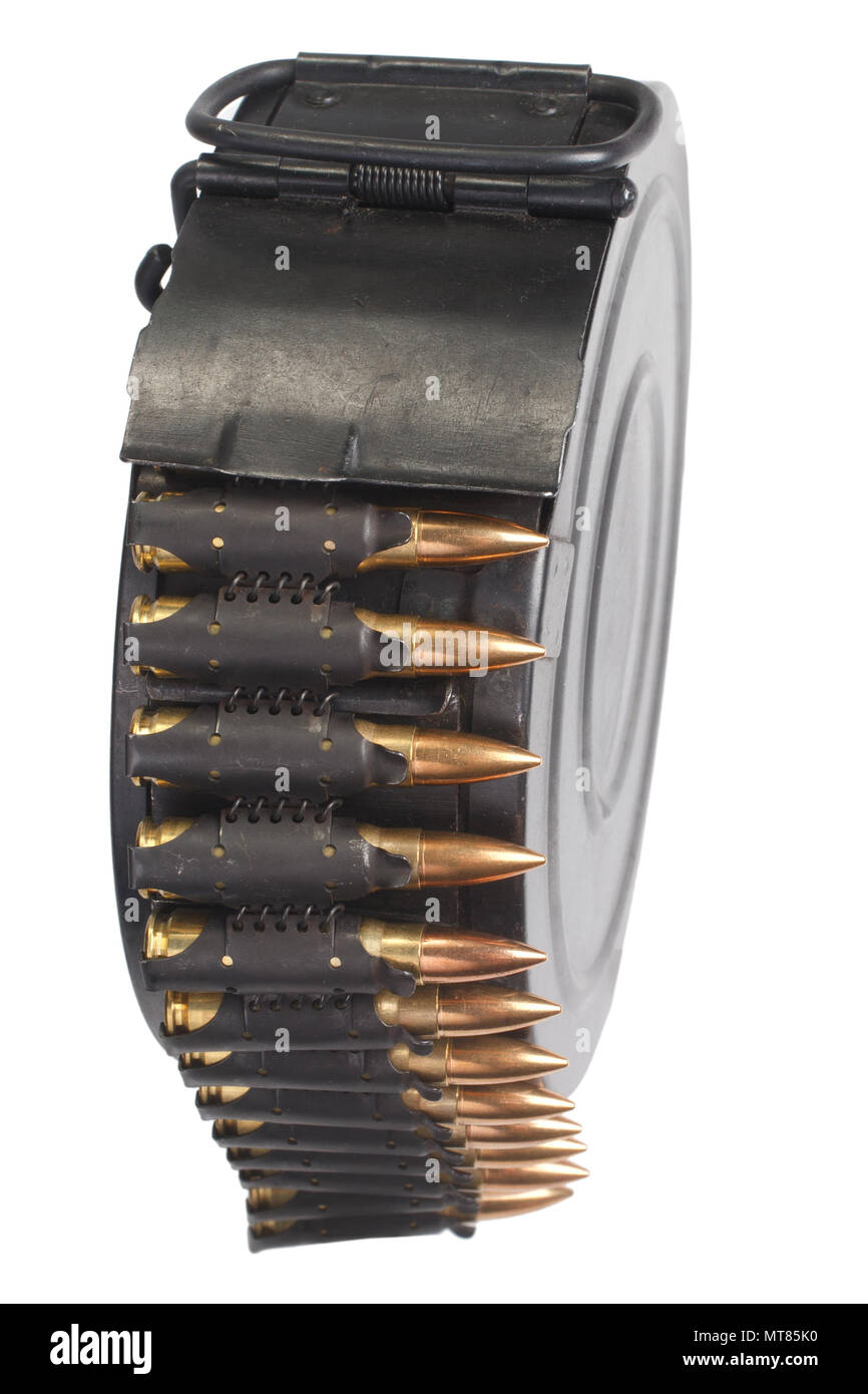 machine gun round ammunition box with machine-gun belt isolated Stock ...
