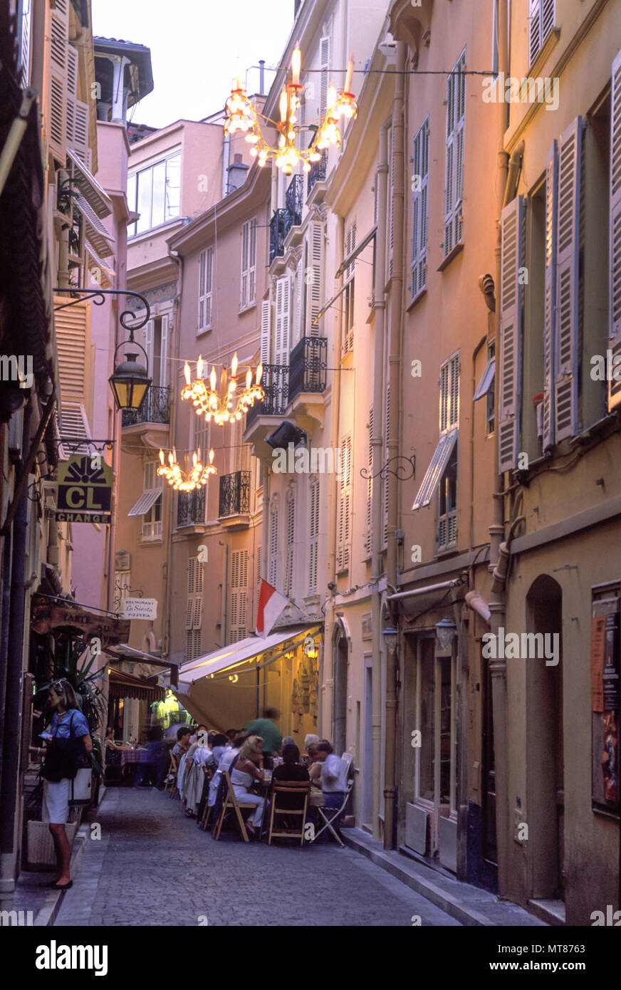 1988 HISTORICAL OUTDOOR SIDEWALK CAFES RUE BASSE OLD TOWN MONTE CARLO ...