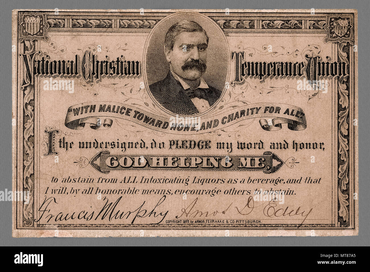 Temperance Pledge Card Stock Photo - Alamy