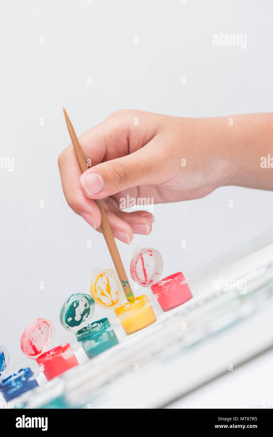 Children learn coloring and painting in classroom Stock Photo - Alamy