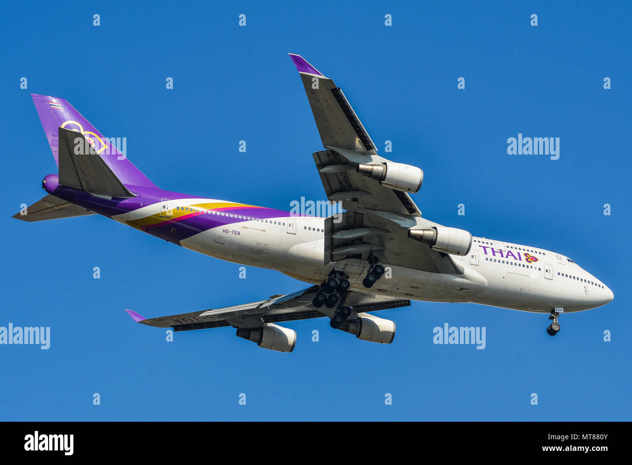 Bangkok, Thailand - Apr 21, 2018. A Boeing 747-400 airplane of Thai ...