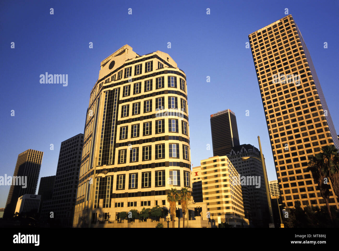 1990 HISTORICAL DOWNTOWN SKYLINE LOS ANGELES CALIFORNIA USA Stock Photo ...