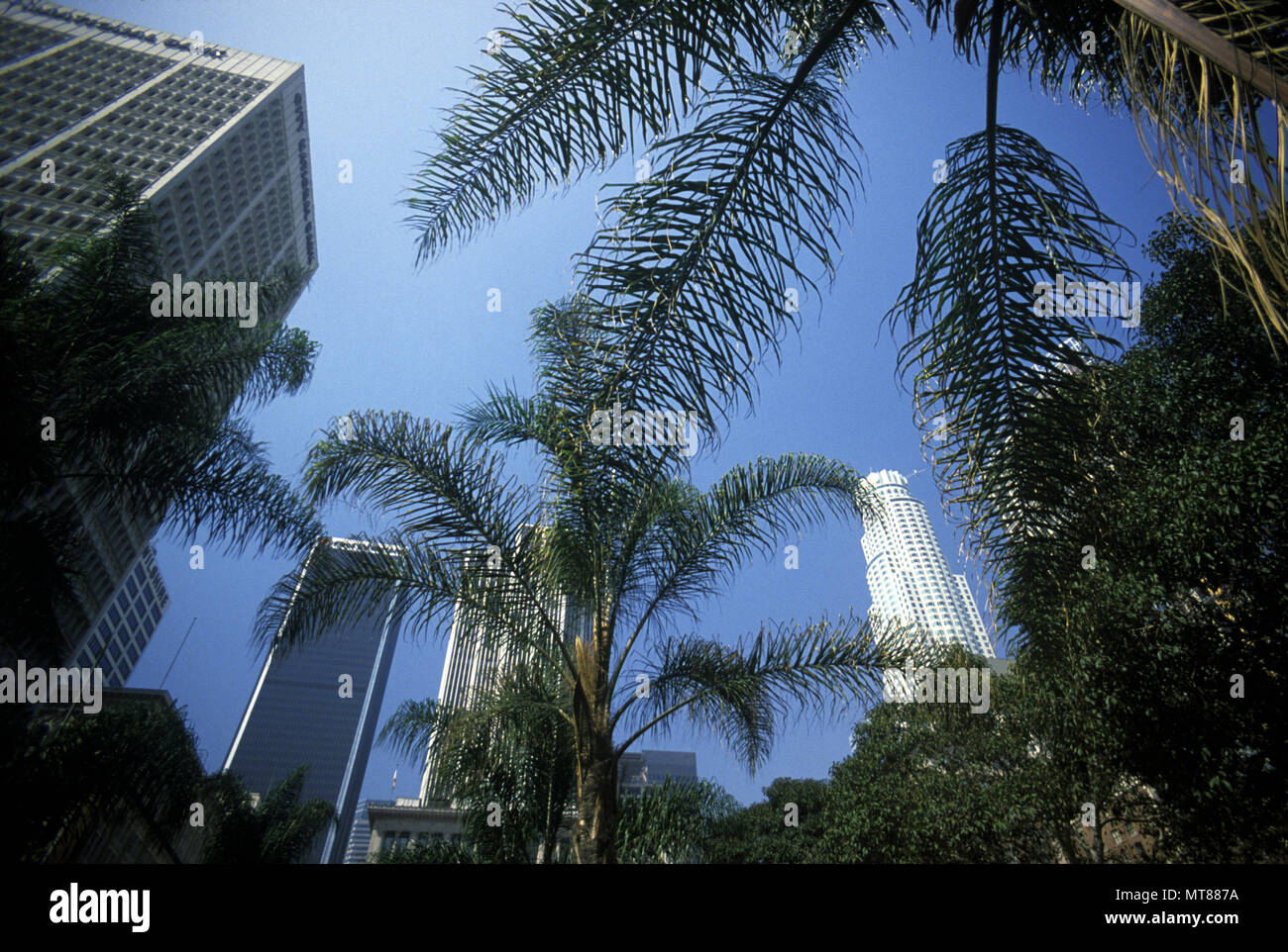 1990 HISTORICAL PERSHING SQUARE DOWNTOWN SKYLINE LOS ANGELES CALIFORNIA ...