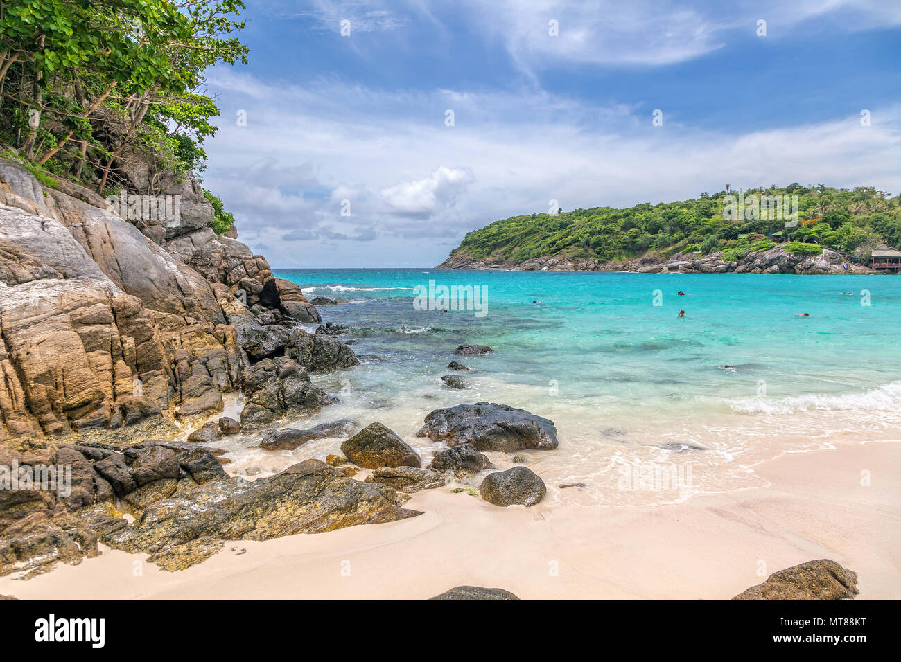 Turquoise waves on the island of Ko Racha Yai. Thai Phuket Province ...