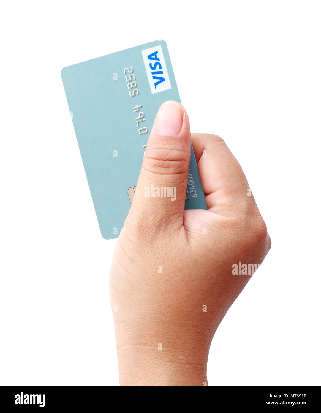 hand holding visa bank credit cards isolated on white background Stock ...