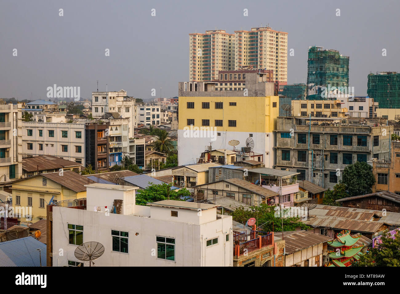 Yangon, Myanmar - Feb 26, 2016. Cityscape of Yangon, Myanmar. Yangon is ...