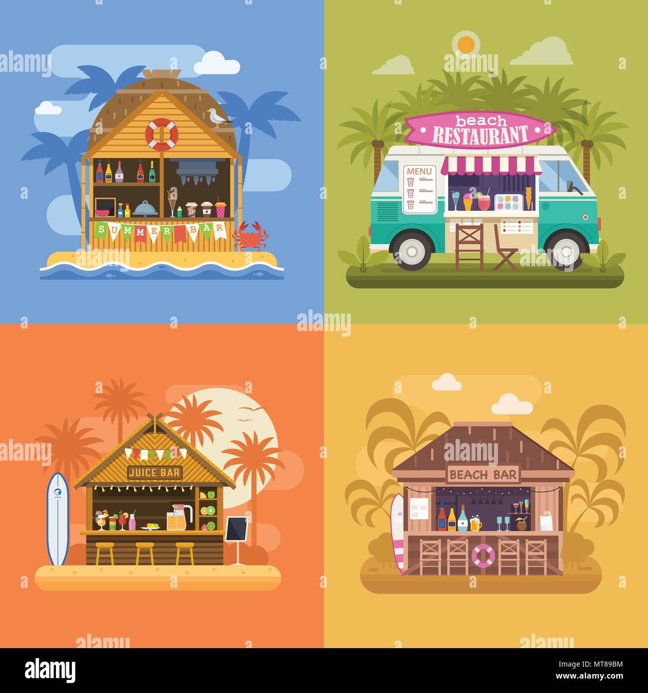 Summer Beach Bars and Restaurants Stock Vector Image & Art - Alamy