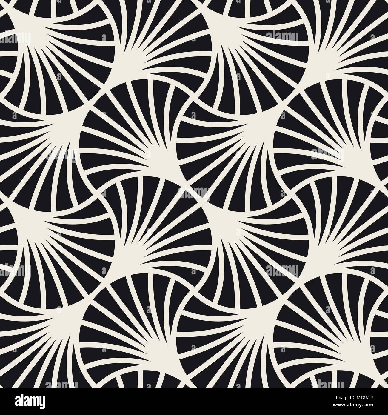 Vector Seamless Vintage Pattern Of Overlapping Arcs In Art Deco Style Modern Stylish Abstract