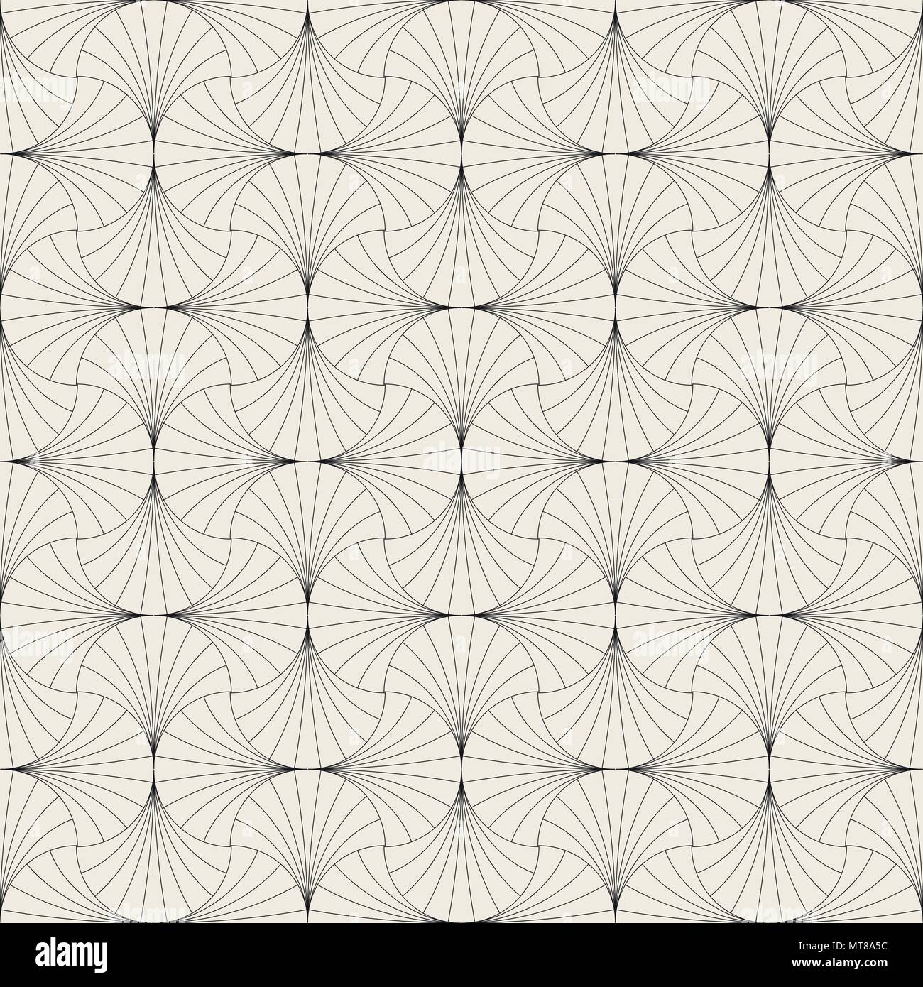 Vector Seamless Vintage Pattern Of Overlapping Arcs In Art Deco Style Modern Stylish Abstract