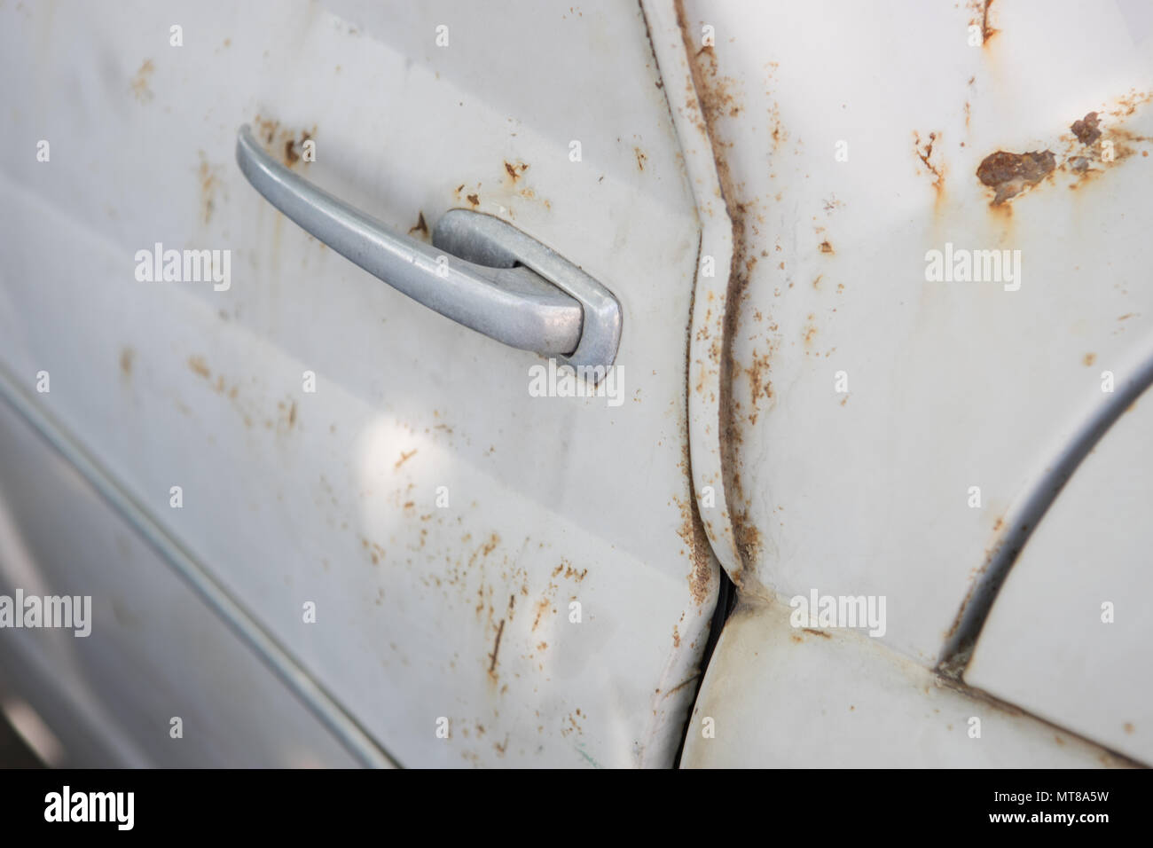 Old rusty car Fiat 600, for restoring, classic car fair, Mallorca Spain ...