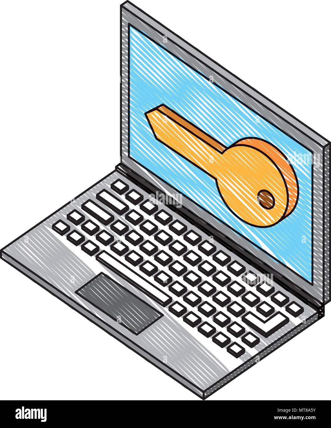 laptop computer with key isometric Stock Vector Image & Art - Alamy