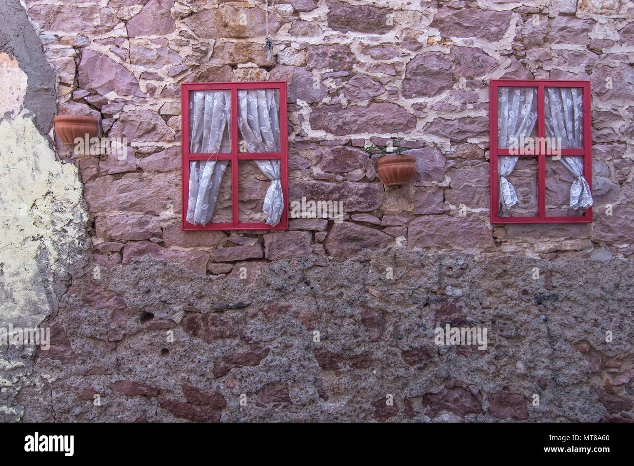 Window decor on wall in Ayvalik, Turkey Stock Photo - Alamy