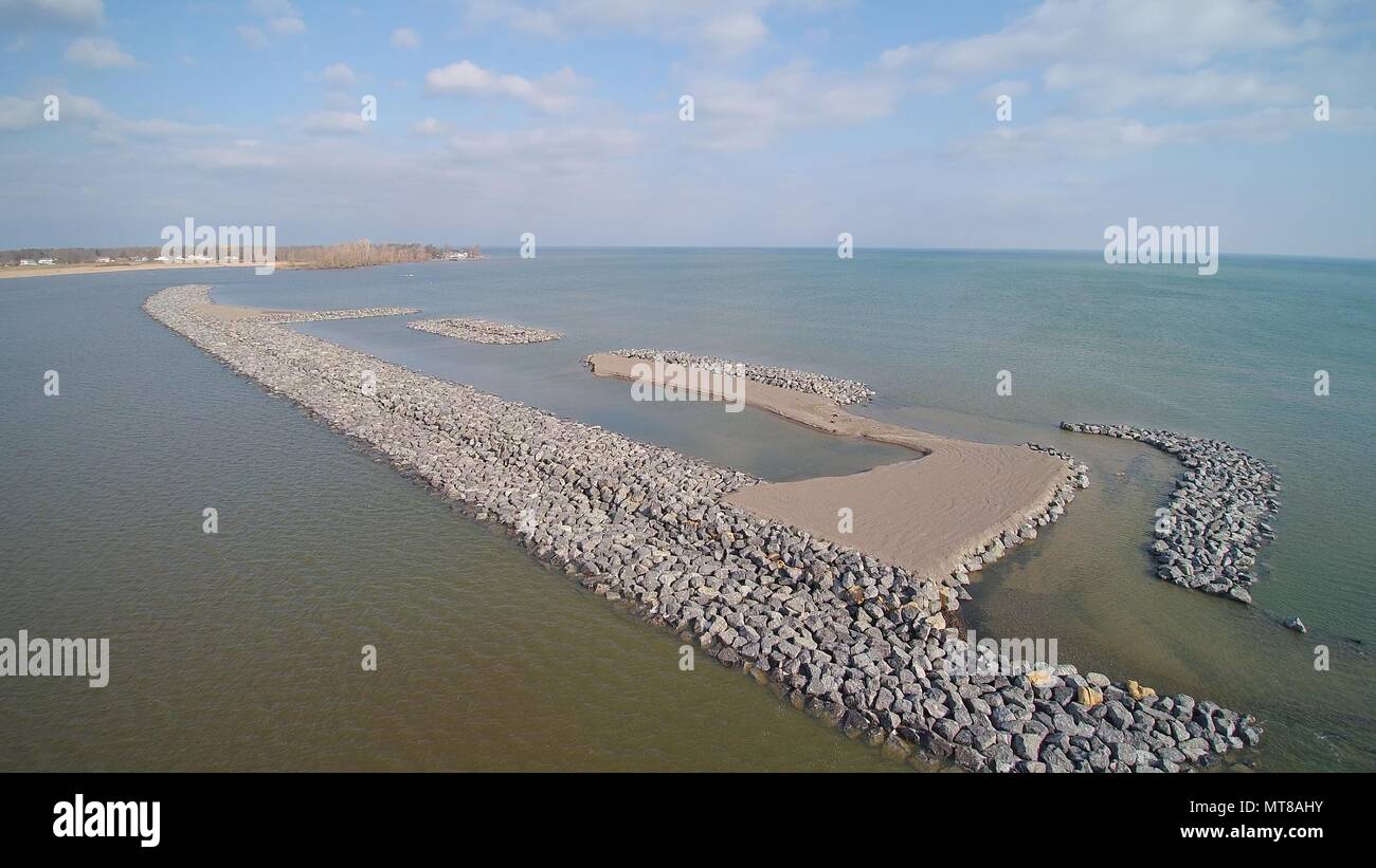Aerial view of the Braddock Bay Ecosystem Restoration, Barrier Beach ...