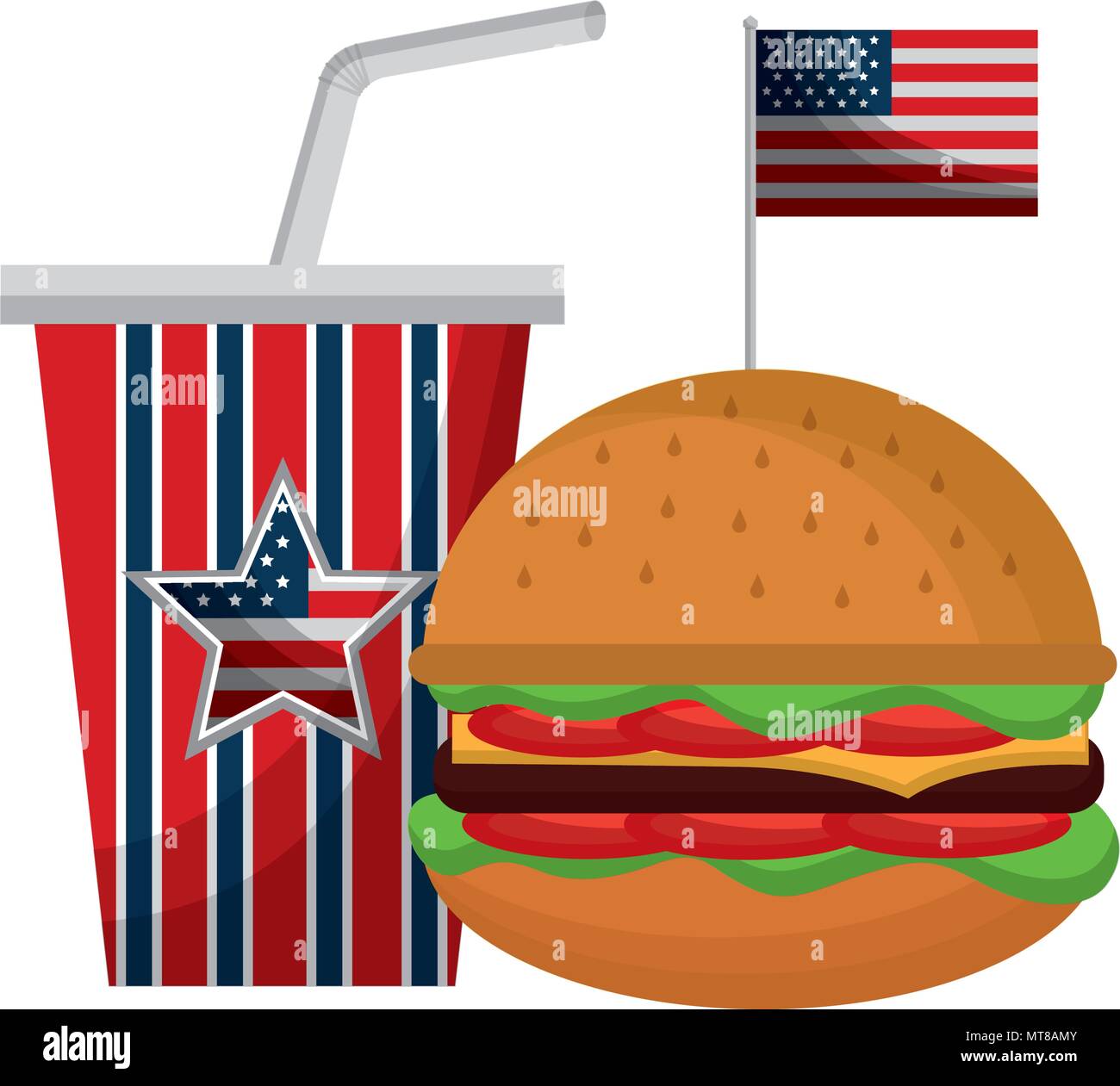 delicious hamburger with USA flag and soda Stock Vector Image & Art - Alamy