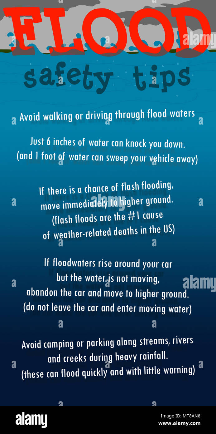 Facebook graphic containing flood safety tips Stock Photo - Alamy