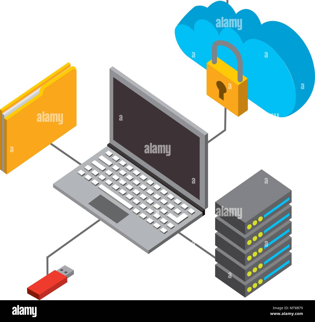 laptop computer with network isometric icons Stock Vector Image & Art ...