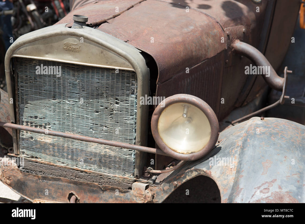 Old rusty car vehicle, twenties years, showed for restoration in ...