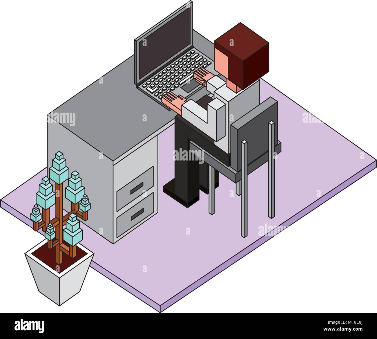 3d man sitting table working Stock Vector Images - Alamy