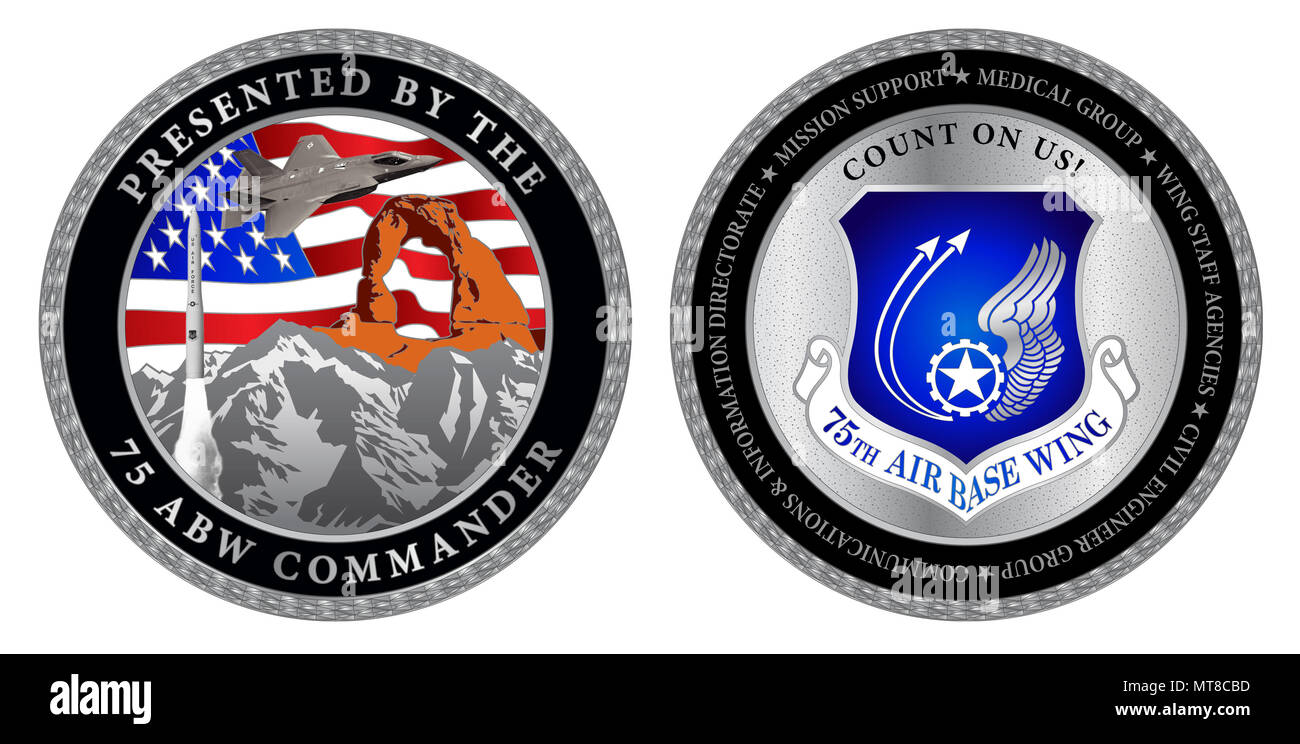 Official Commander's coin for the 75th Air Base Wing. The design ...