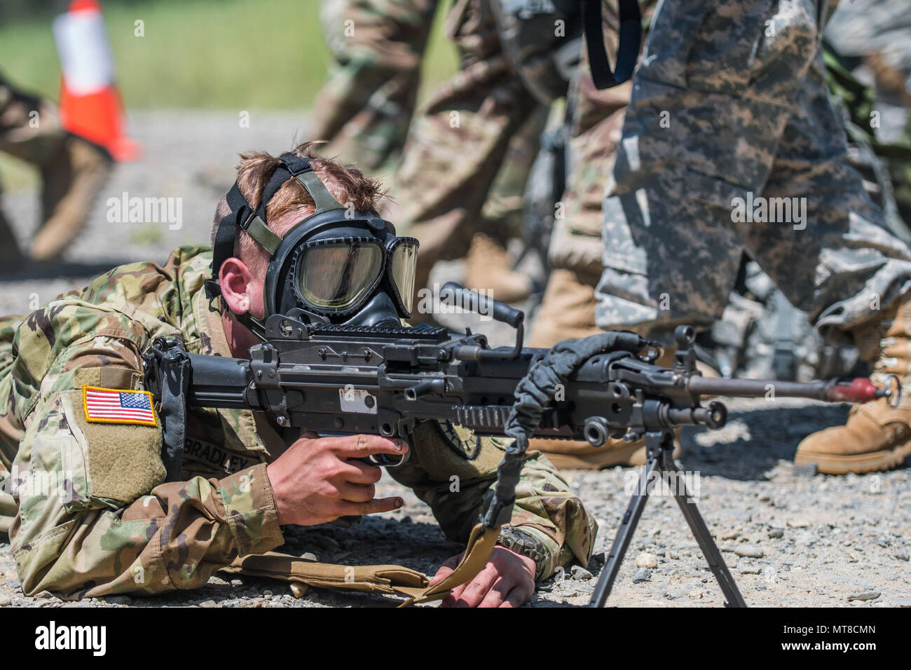 Soldiers of the 488 Military Police Company conduct gas mask drills ...
