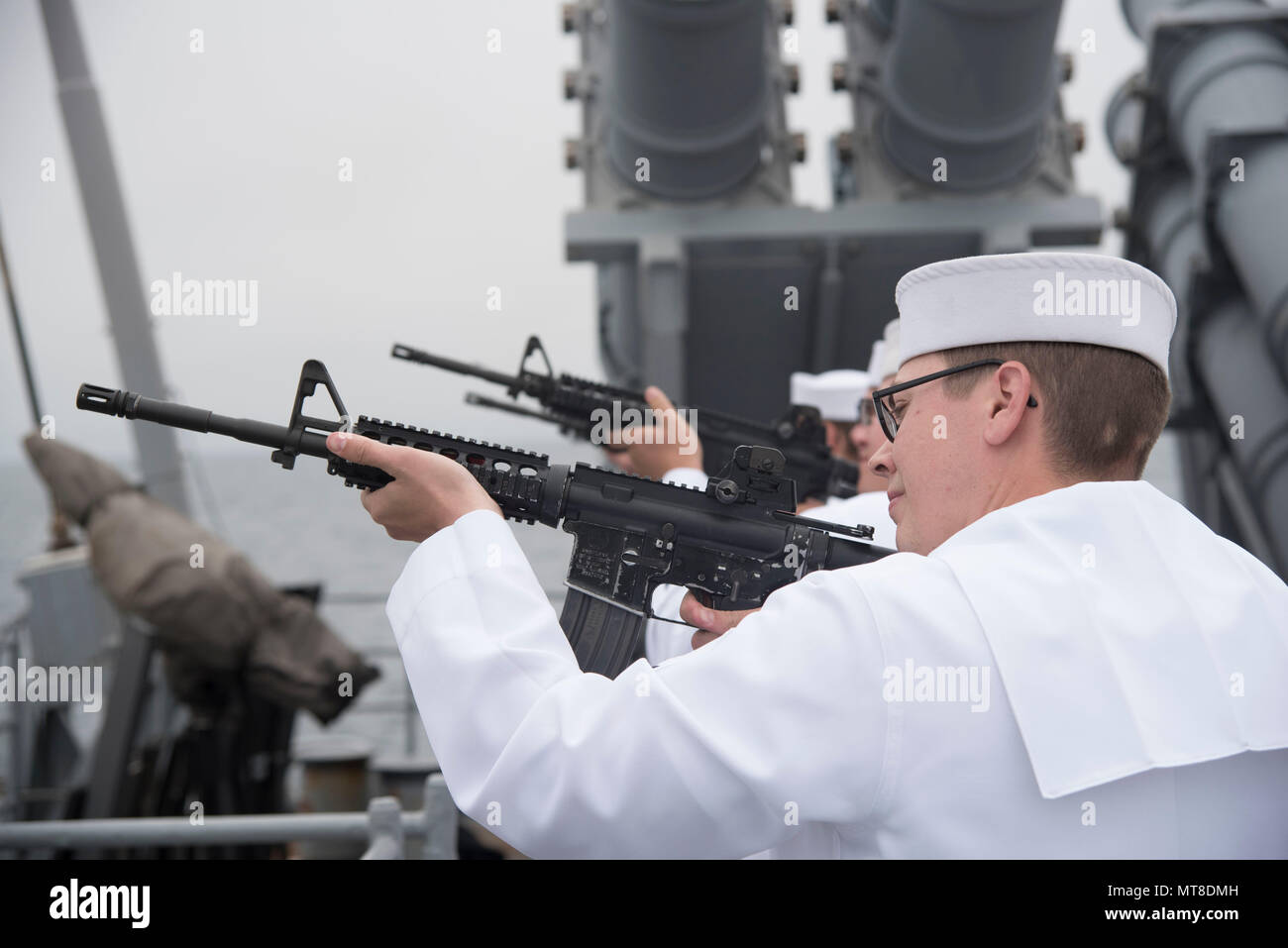 170530-N-RX777-122 ATLANTIC OCEAN (May 30, 2017) Sailors perform a ...