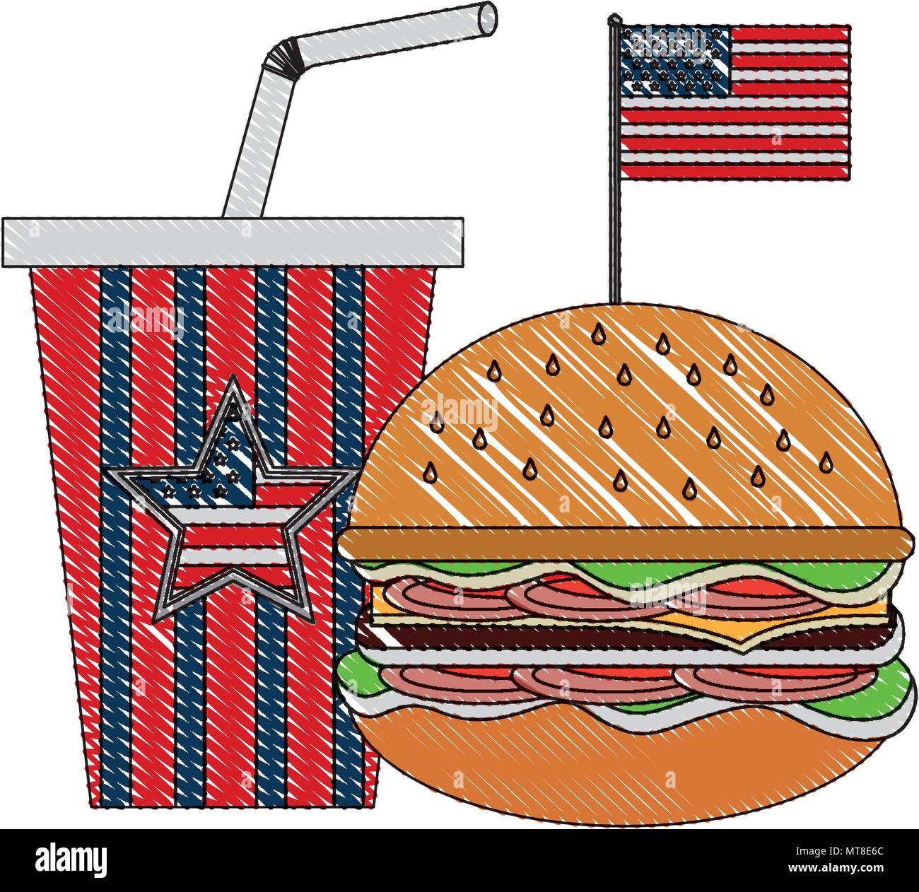 delicious hamburger with USA flag and soda Stock Vector Image & Art - Alamy