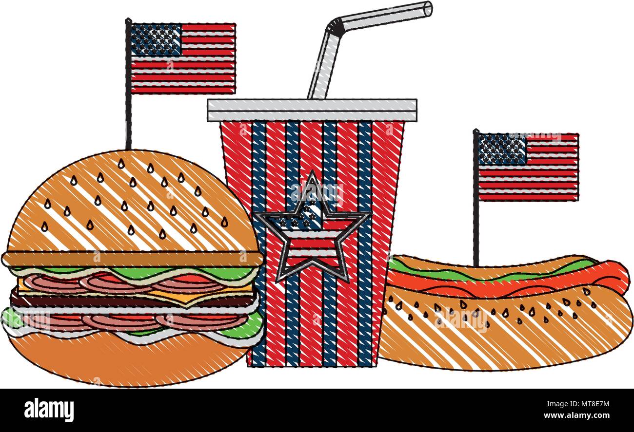 delicious fast food with USA flag Stock Vector Image & Art - Alamy