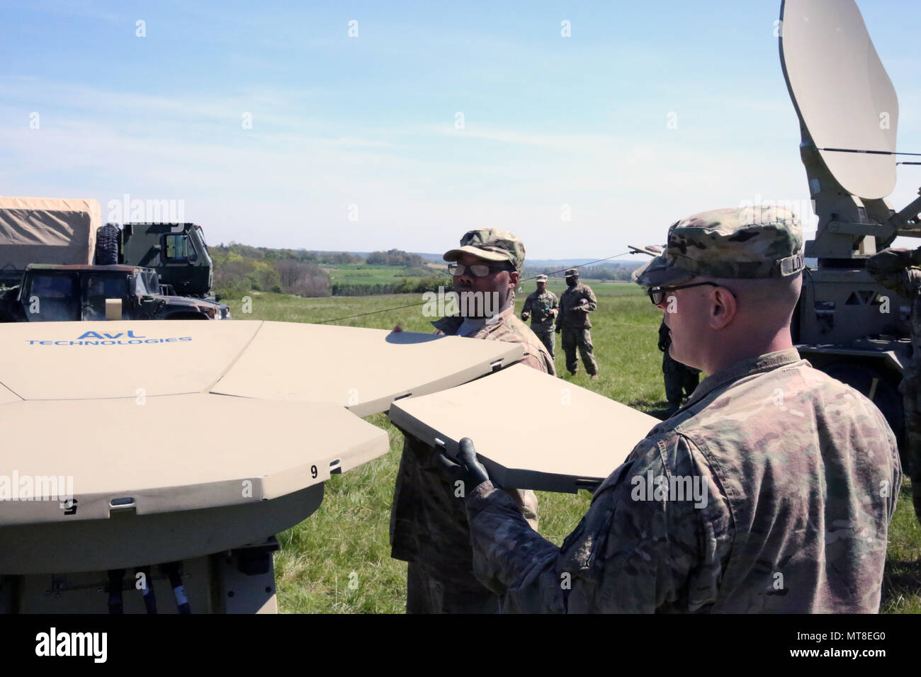 U.S. Army Soldiers assigned to the 44th Expeditionary Signal Battalion, 2nd Theater Signal ...