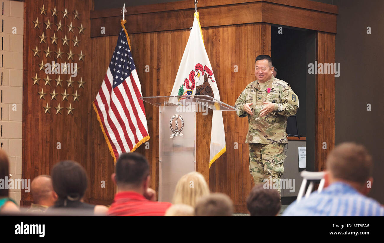 Col. Peter Kim, Senior Advisor to the Army National Guard speaks to ...