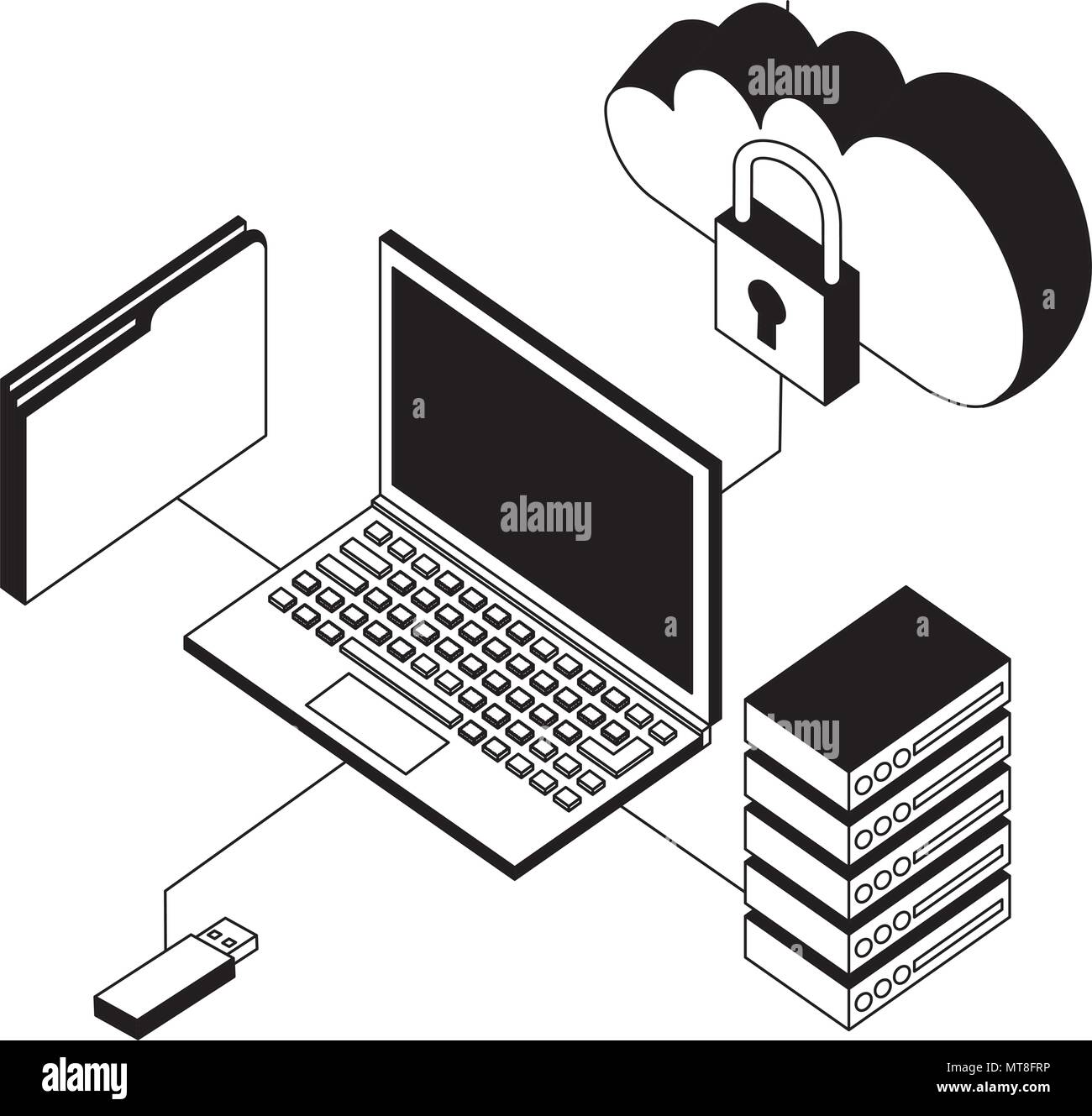 Laptop connected to cloud Stock Vector Images - Alamy