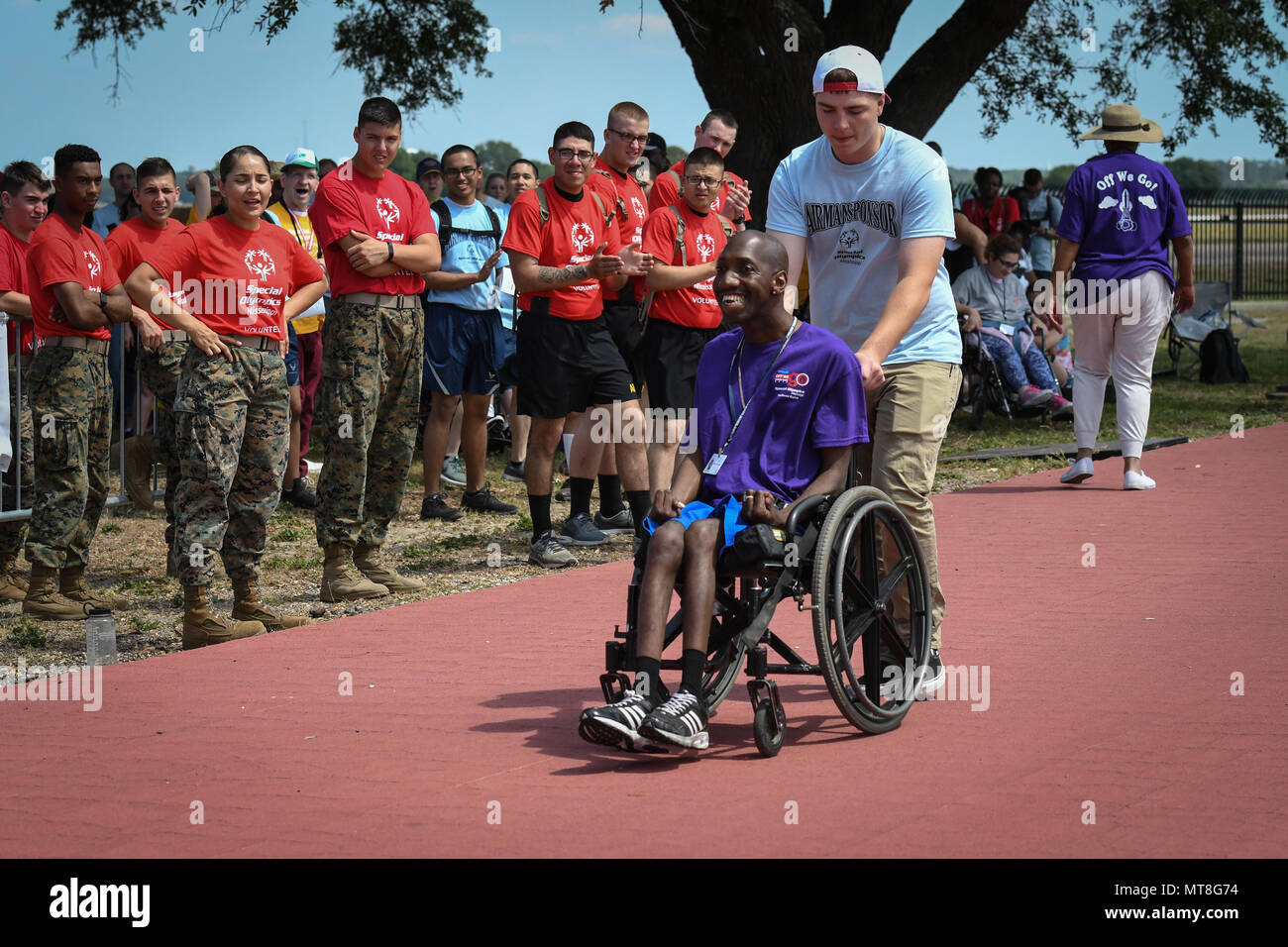 Airman Basic Austin Kleckner, 334th Training Squadron student, pushes ...