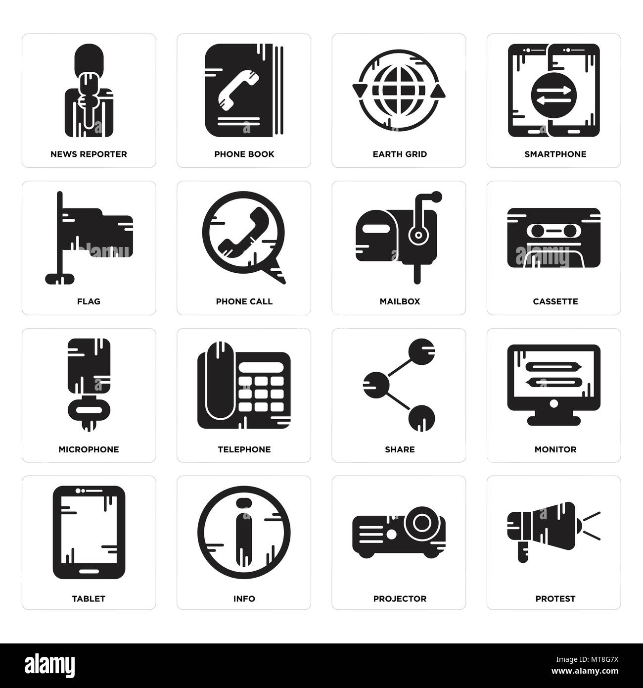 Set Of 16 simple editable icons such as Protest, Projector, Info ...