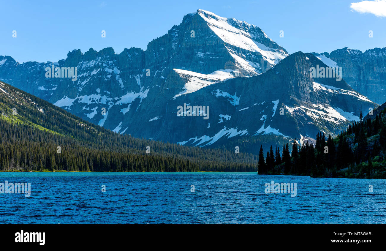 Evening at Mount Gould - Evening sunlight shines on steep and still ...
