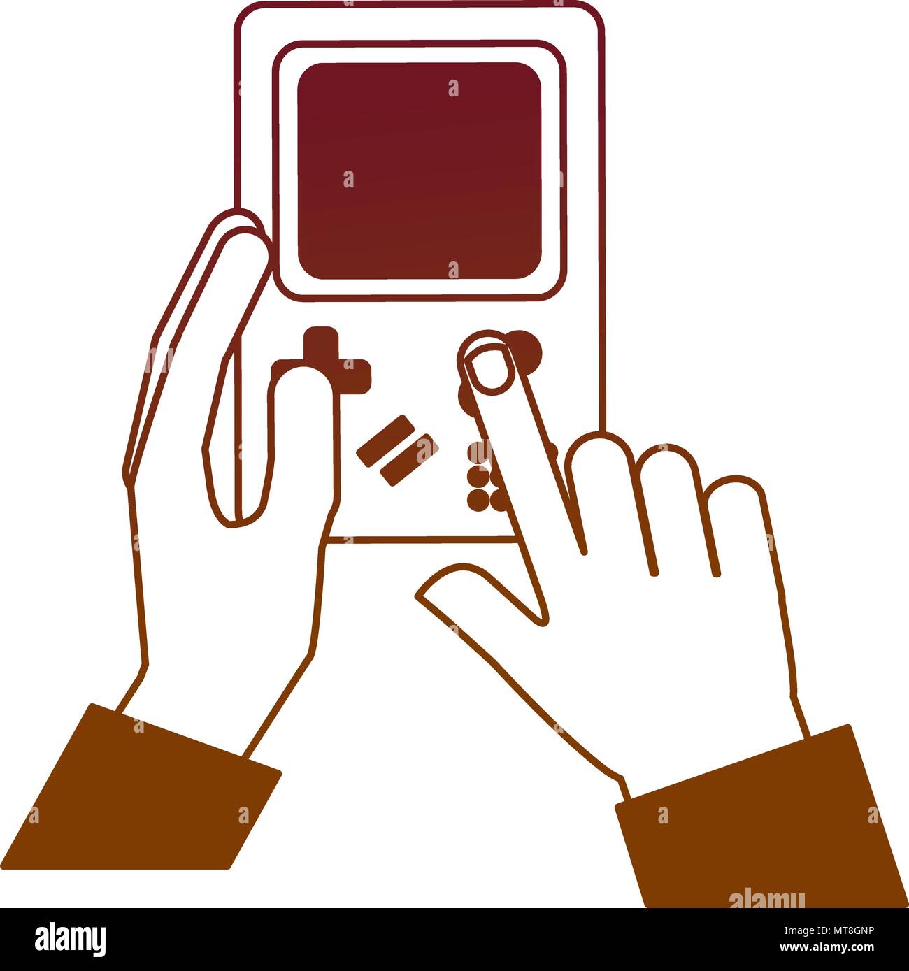 hand holding game console portable device vintage Stock Vector Image ...