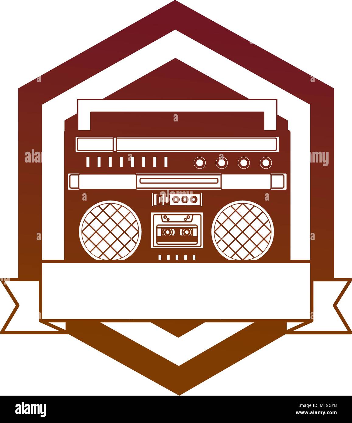 cassette radio player device vintage emblem Stock Vector Image & Art ...