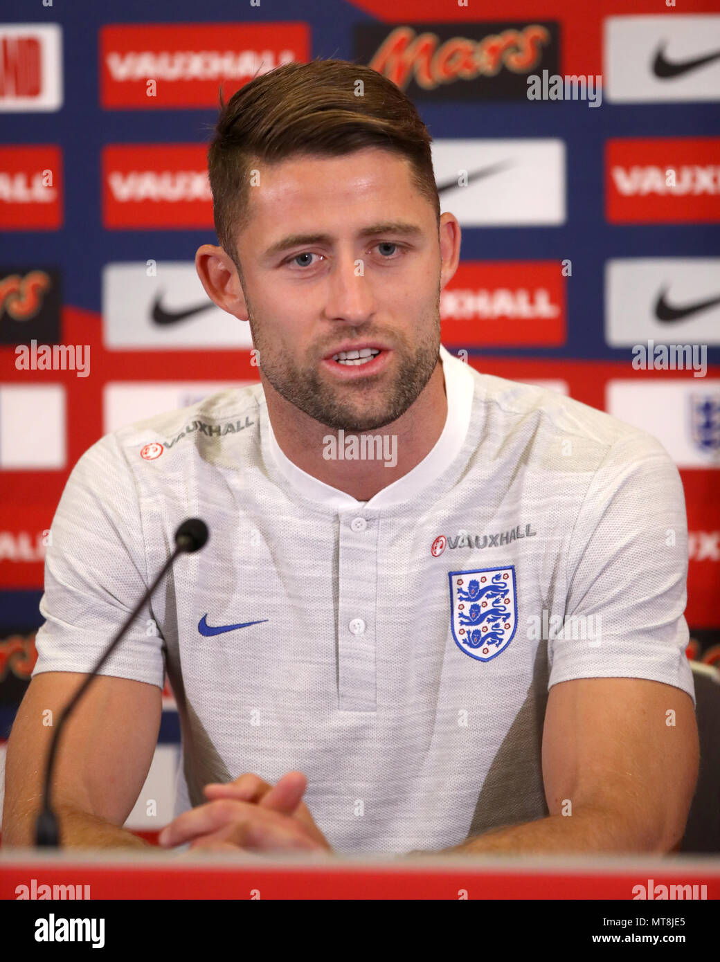 Englands gary cahill press conference st georges park hi-res stock ...