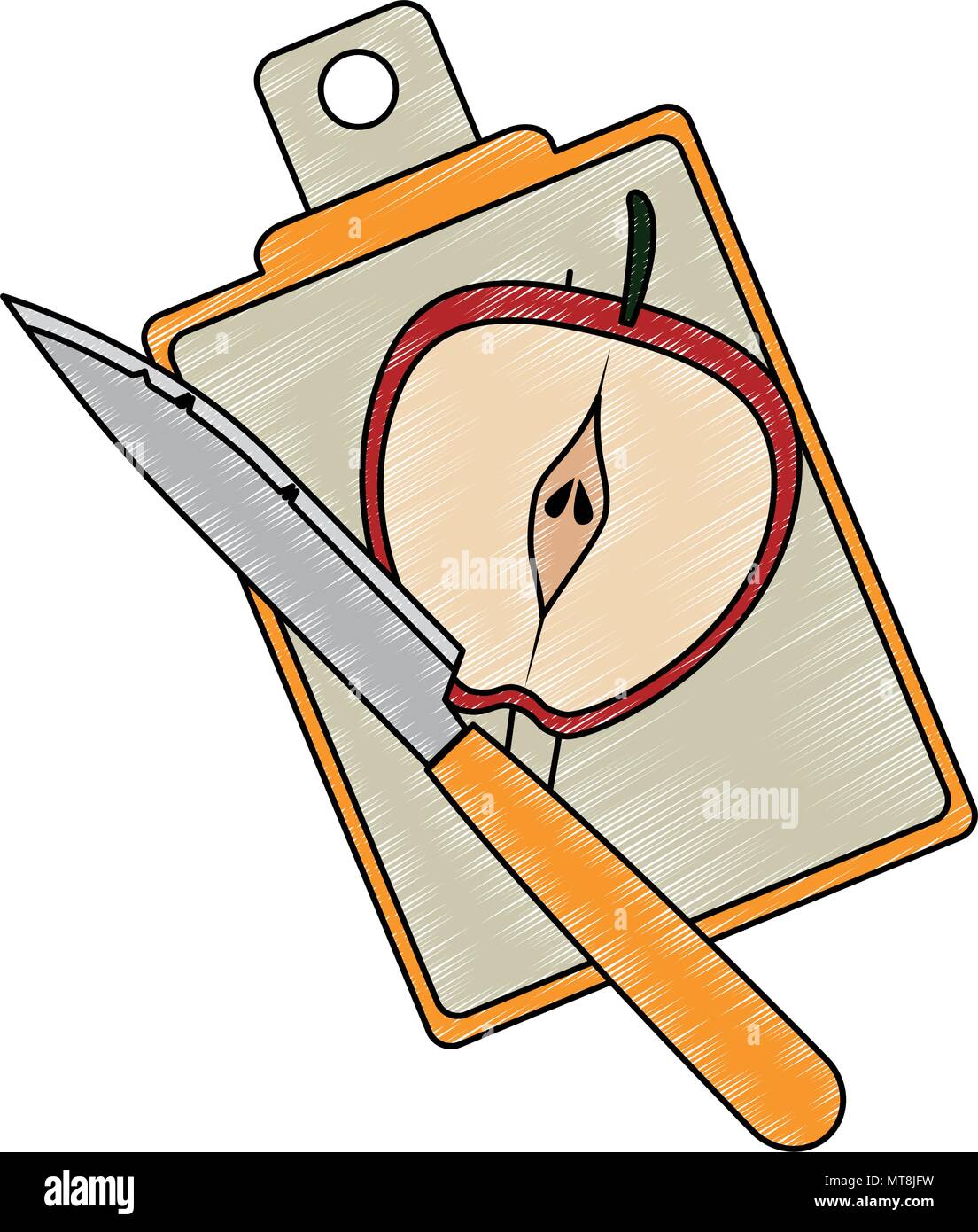 Knife cutting apple Stock Vector Images - Alamy