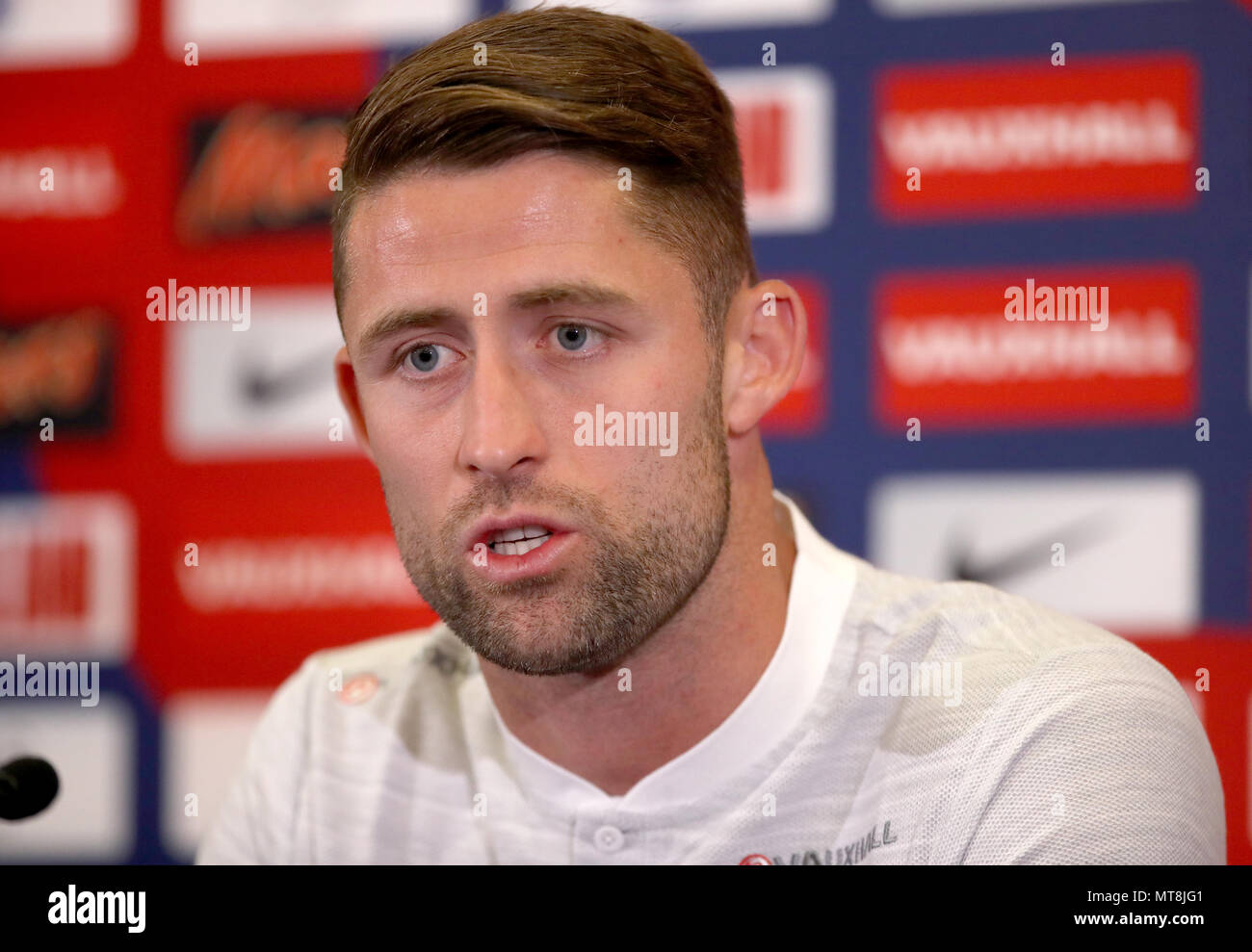 England's Gary Cahill during a press conference at St George's Park ...