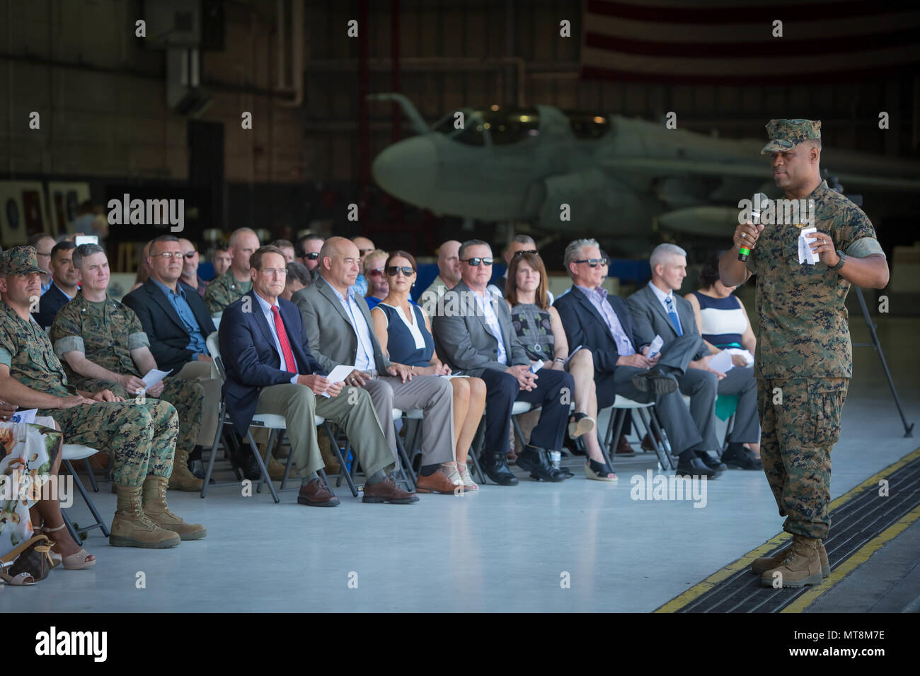 U.S. Marine Corps Lt. Col. Llonie A. C. Cobb speaks to Marines and ...