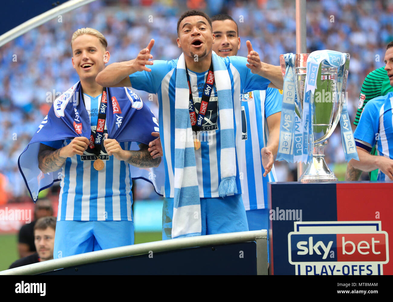 Coventry City's Maxime Biamou celebrates after the Sky Bet League Two ...